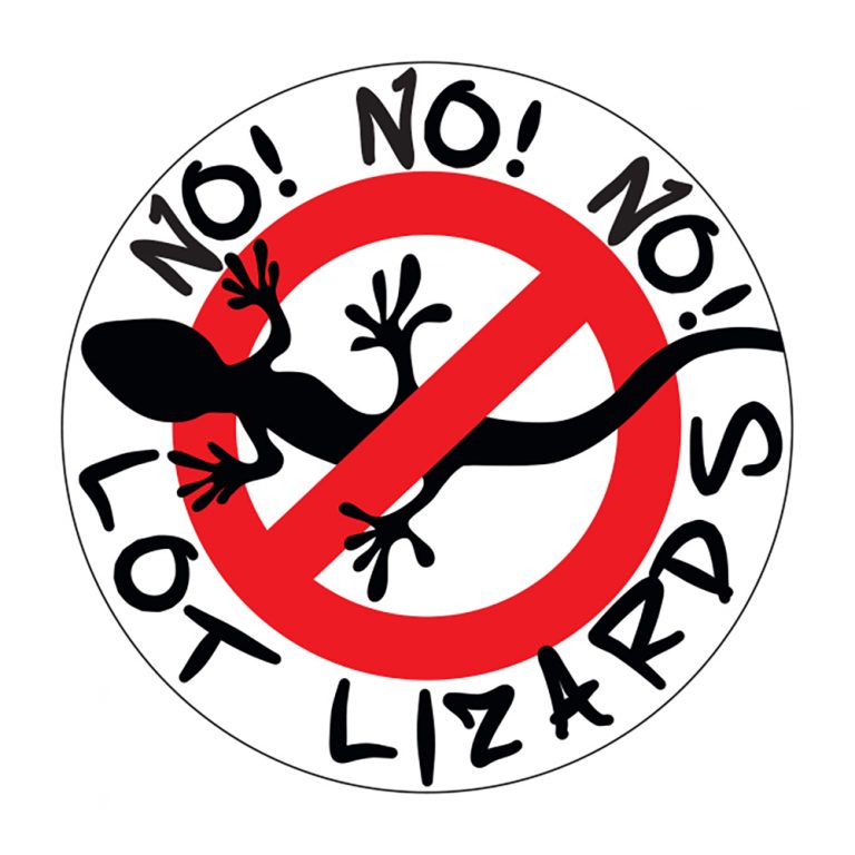 NO LOT LIZARDS DECAL - 5" DIA - Ms. Carita Safetruck