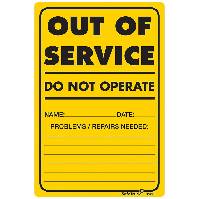 OUT OF SERVICE LABELS (ROLL OF 100) - Ms. Carita Safetruck