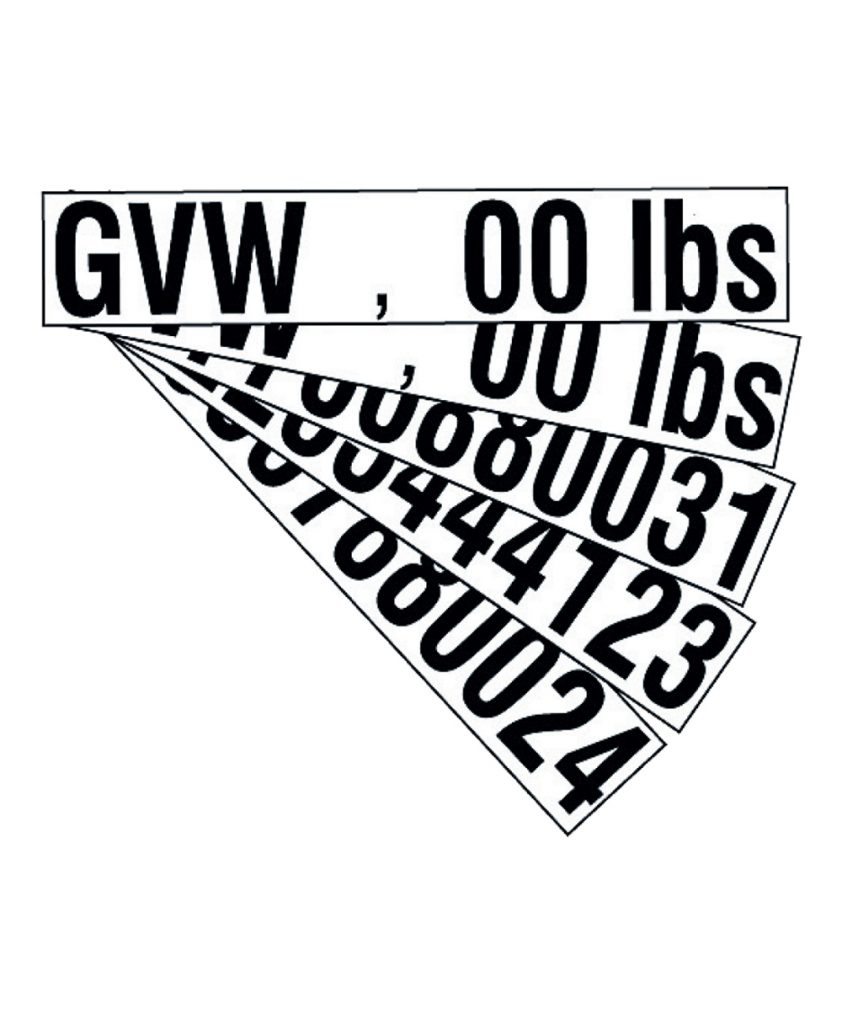 GROSS VEHICLE WEIGHT DECAL KIT - Ms. Carita Safetruck